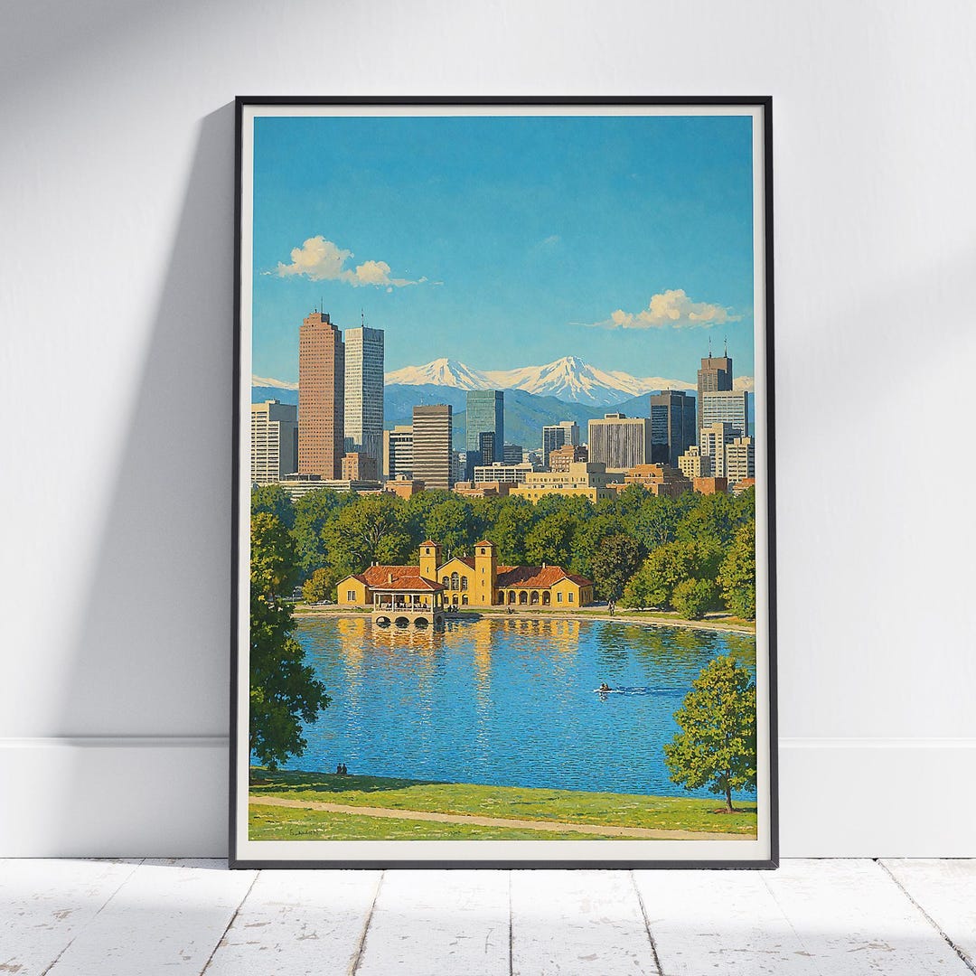 Denver Travel Poster: City Park & Mountain View Art Print - Etsy