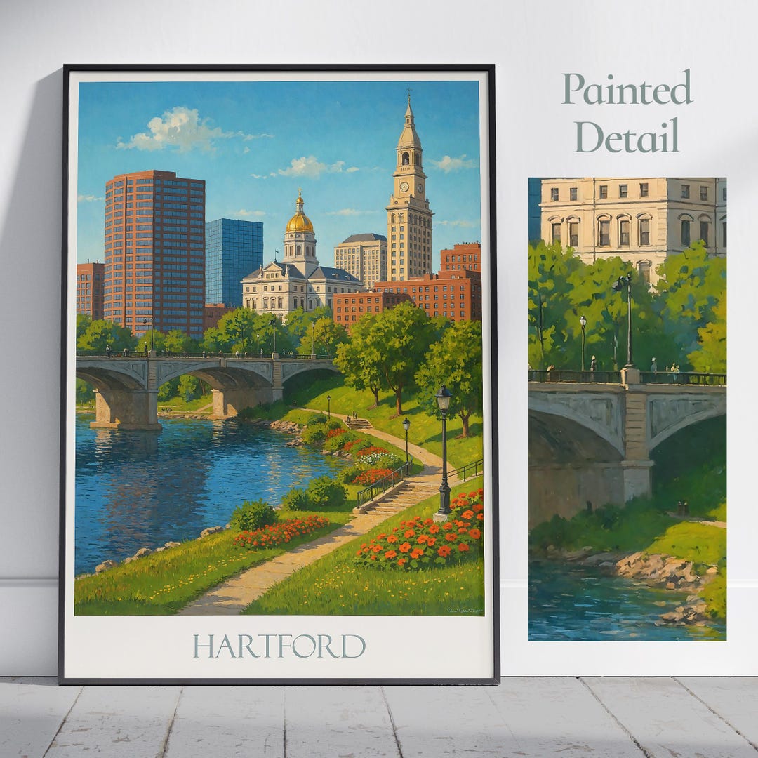 Hartford Connecticut Travel Poster: New England Cityscape Art Print - Etsy
