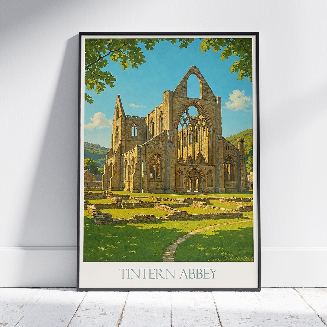 Tintern Abbey Travel Poster, Wales Ruins Art Print | Historic UK ...