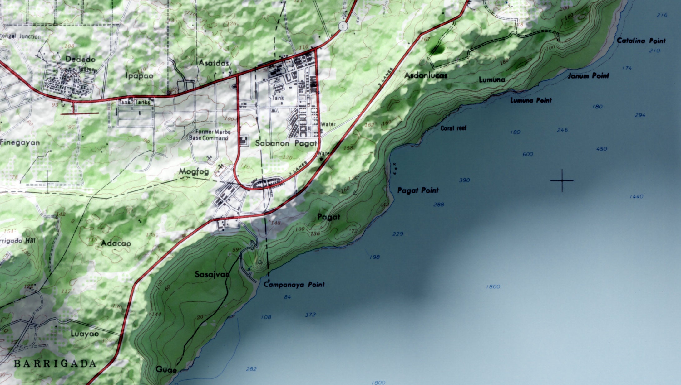 Guam Vintage Shaded Relief Map Flat 2D Print Poster Wall Art Decor ...