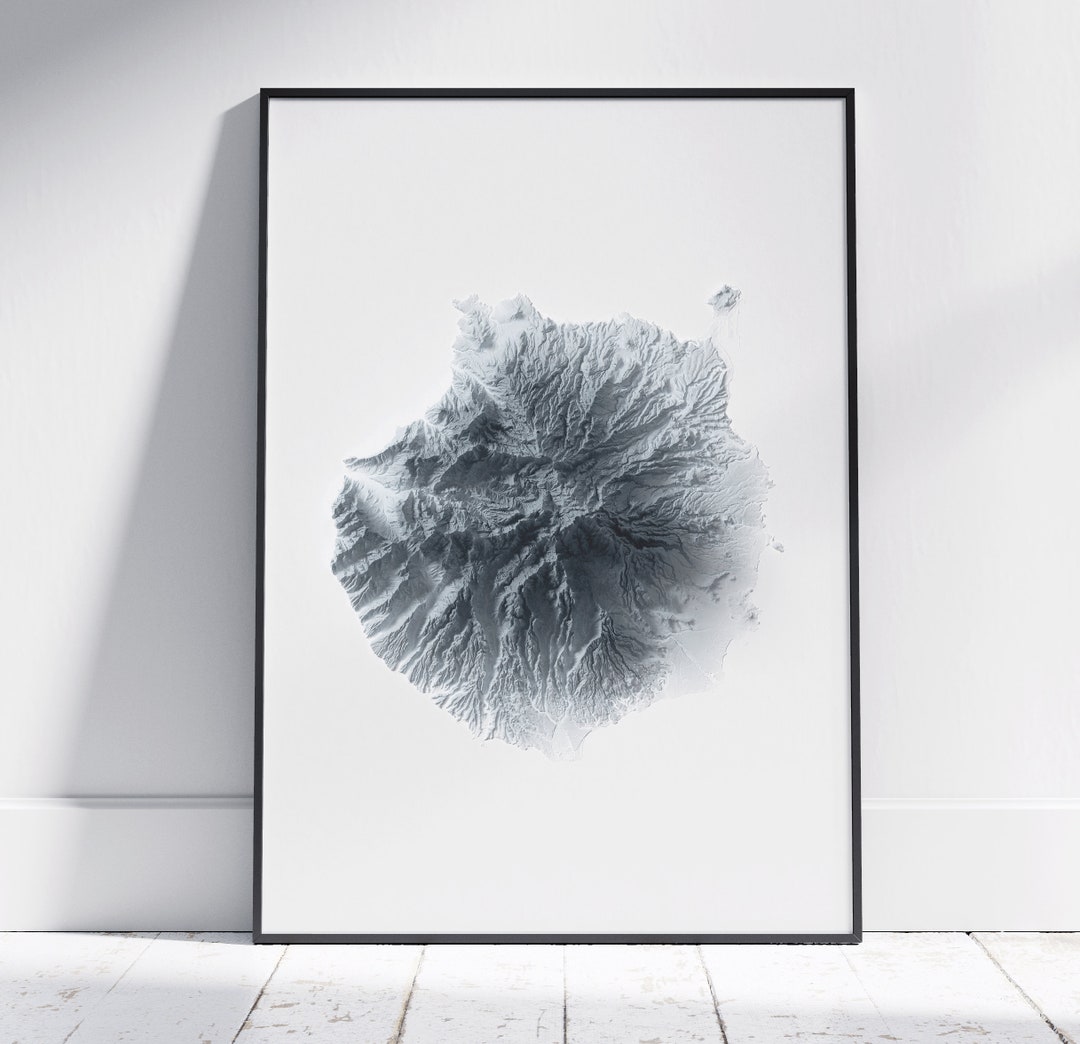 Gran Kanaria Map ~ Flache minimalistische topografische 2D Karte ...