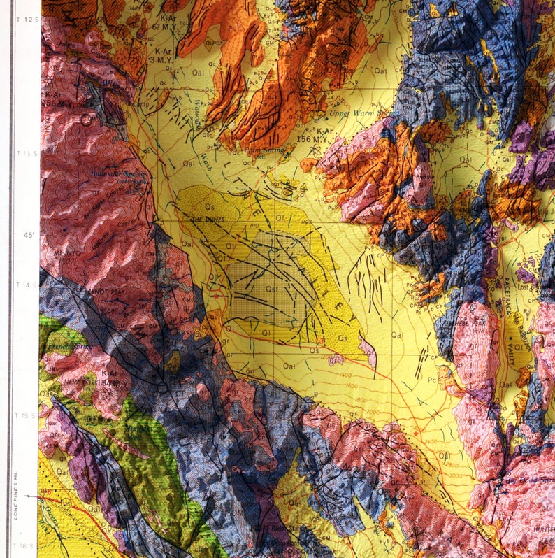 Death Valley Geological Map 2D Vintage Relief Print - Etsy