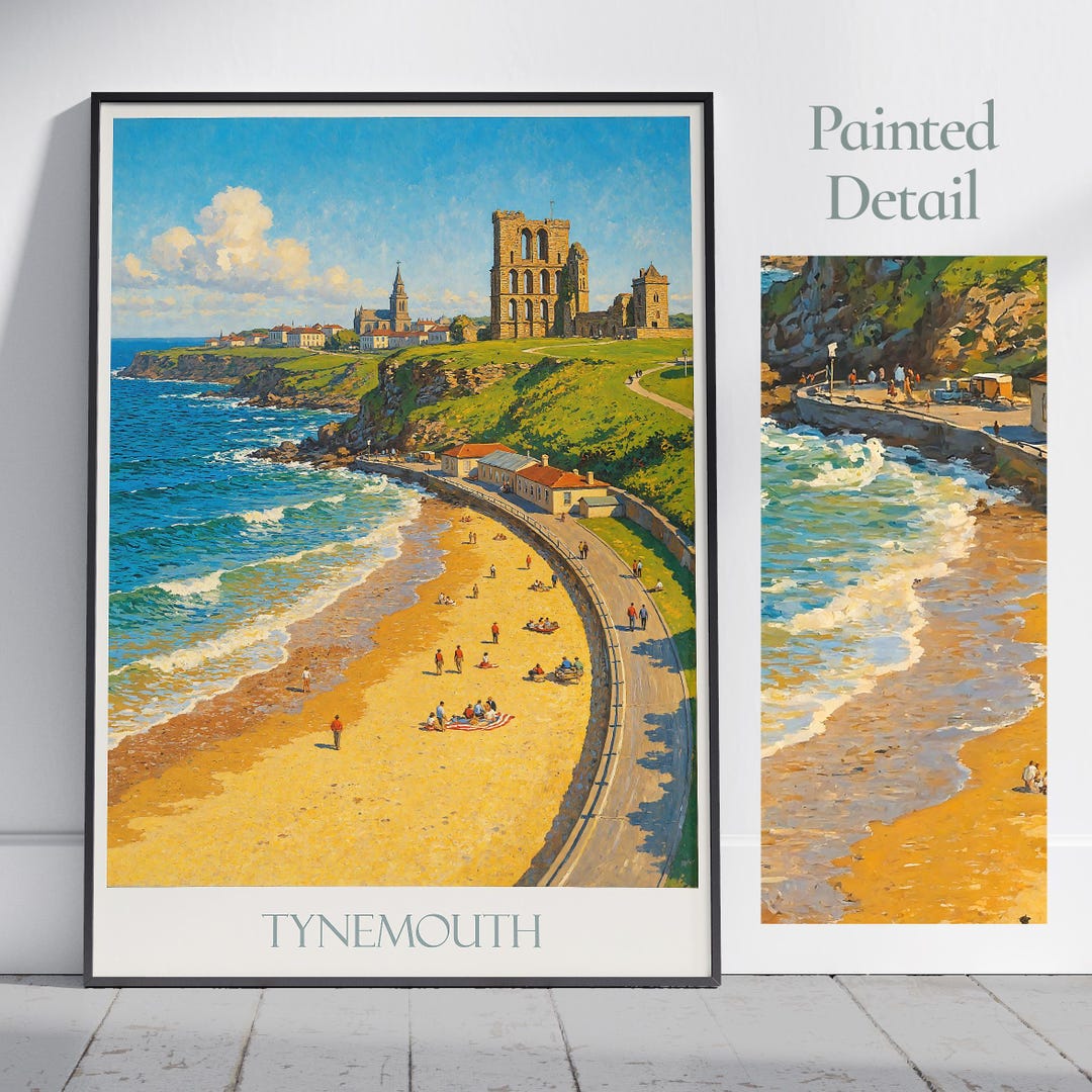 Tynemouth Travel Poster, Longsands Beach | Tyneside Wall Art Print ...