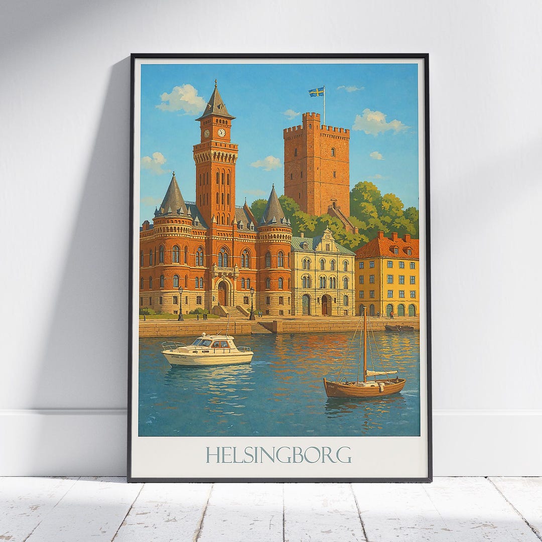 Helsingborg Travel Poster ~ Sweden Travel Print | Painted Wall Art ...