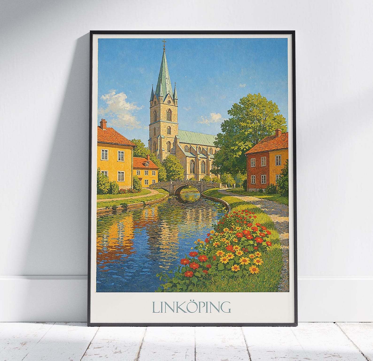 Linkoping Sweden Travel Poster: Cathedral Art Print - Etsy