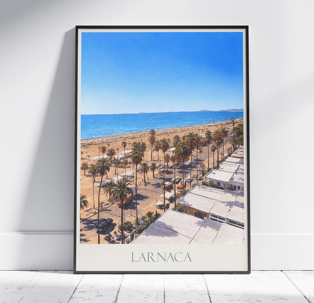 Larnaca Travel Print Cyprus Travel Poster Painted Wall Art & Home Decor ...