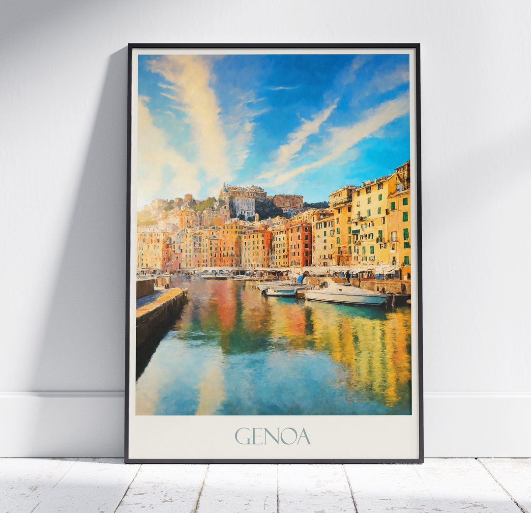 Genua Travel Print Italien Reise Poster Gemalte Wandkunst & Wohnkultur ...