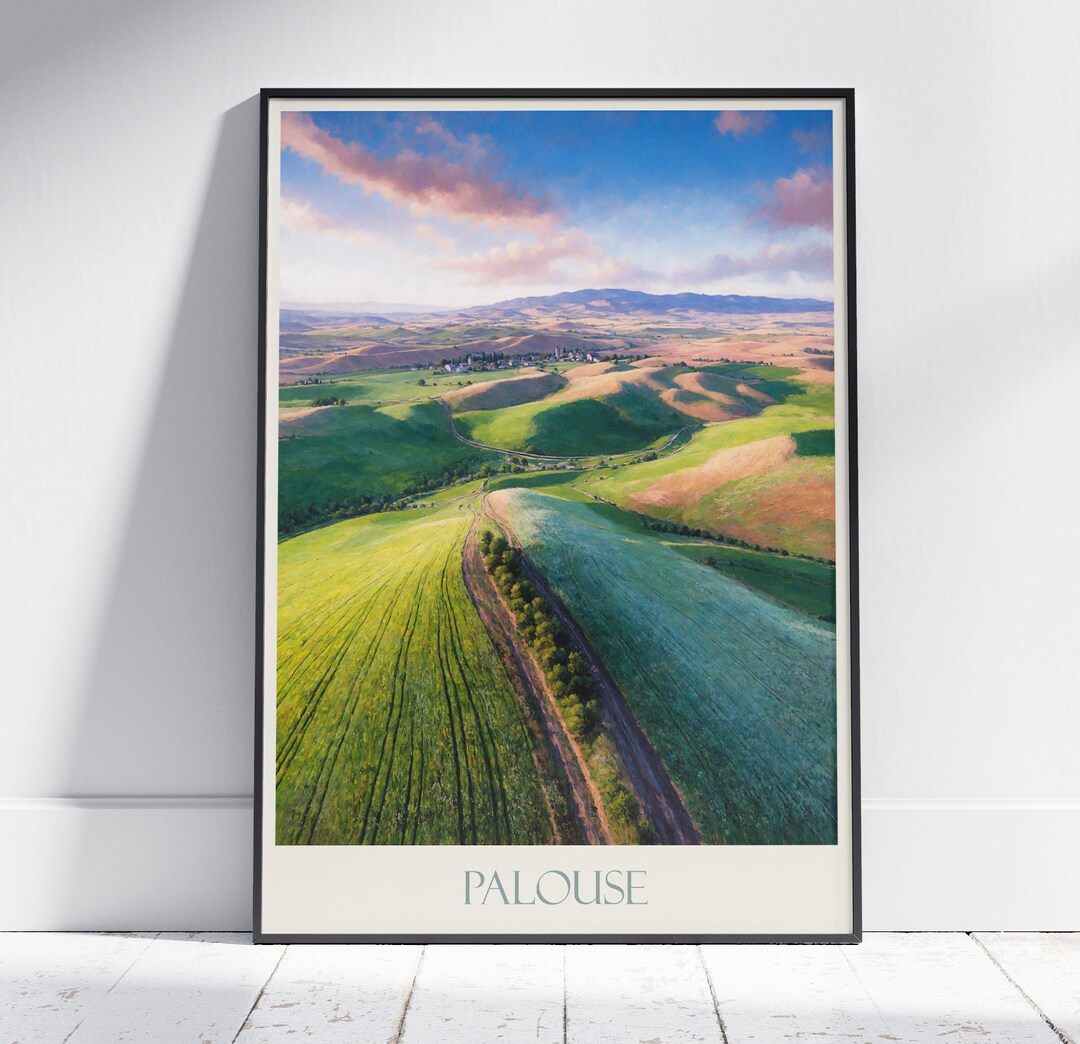Palouse Travel Print Washington Classic Travel Poster Wall Art Home ...