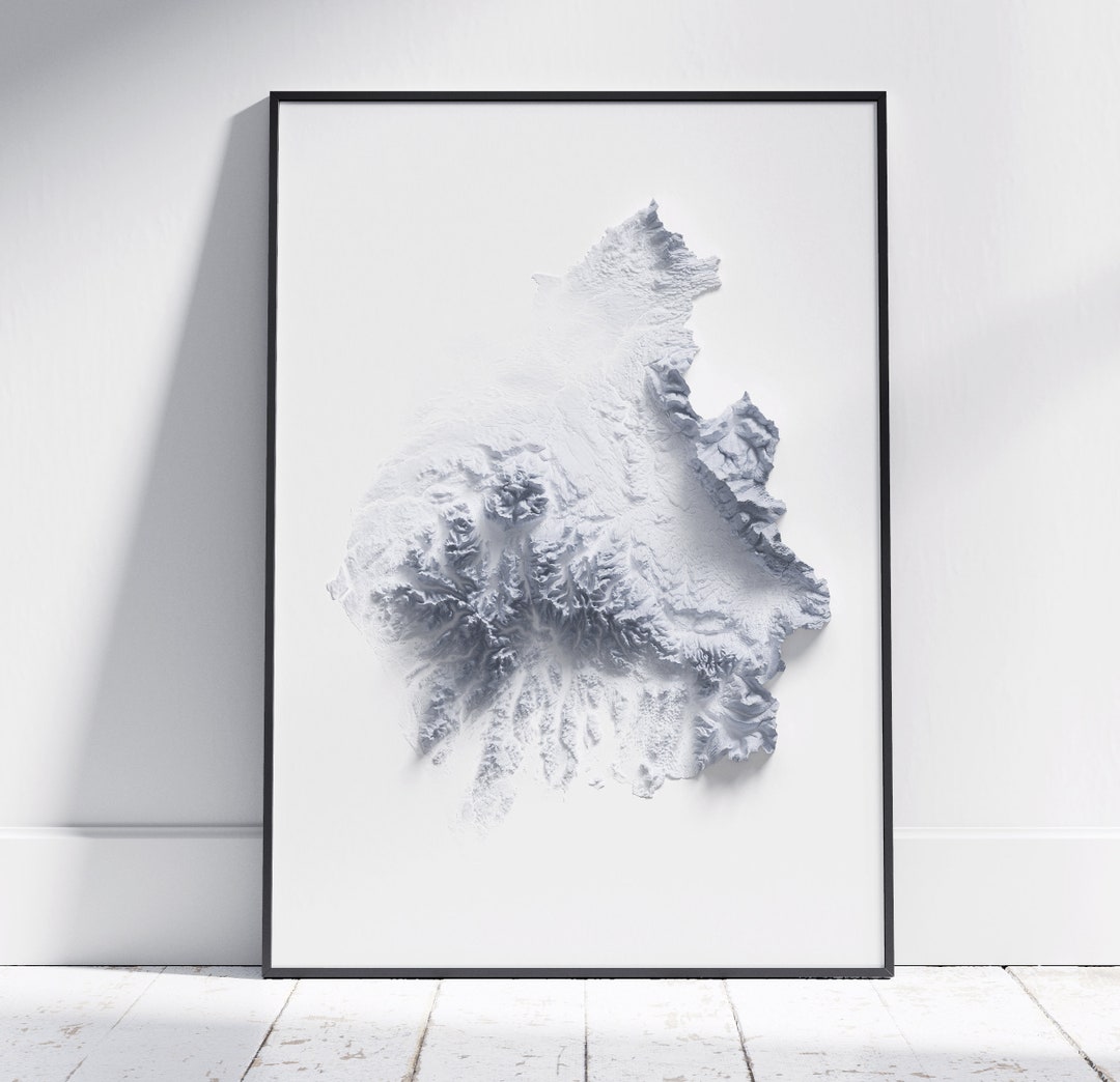 Cumbria 2D Minimalist Map Print ~ Topographic Shaded Relief Poster Wall ...