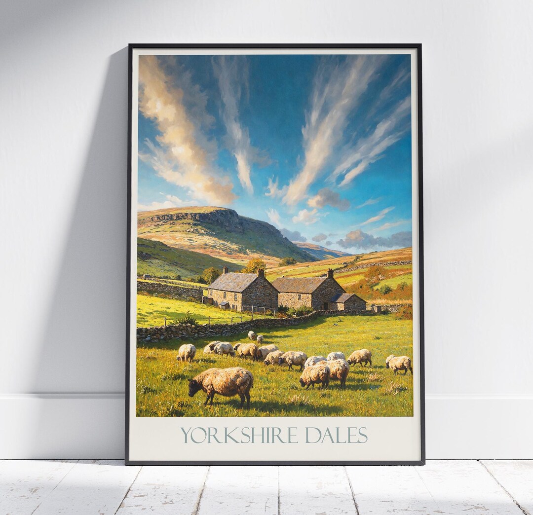 Yorkshire Dales Travel Poster: Rustic England Landscape Art Print - Etsy