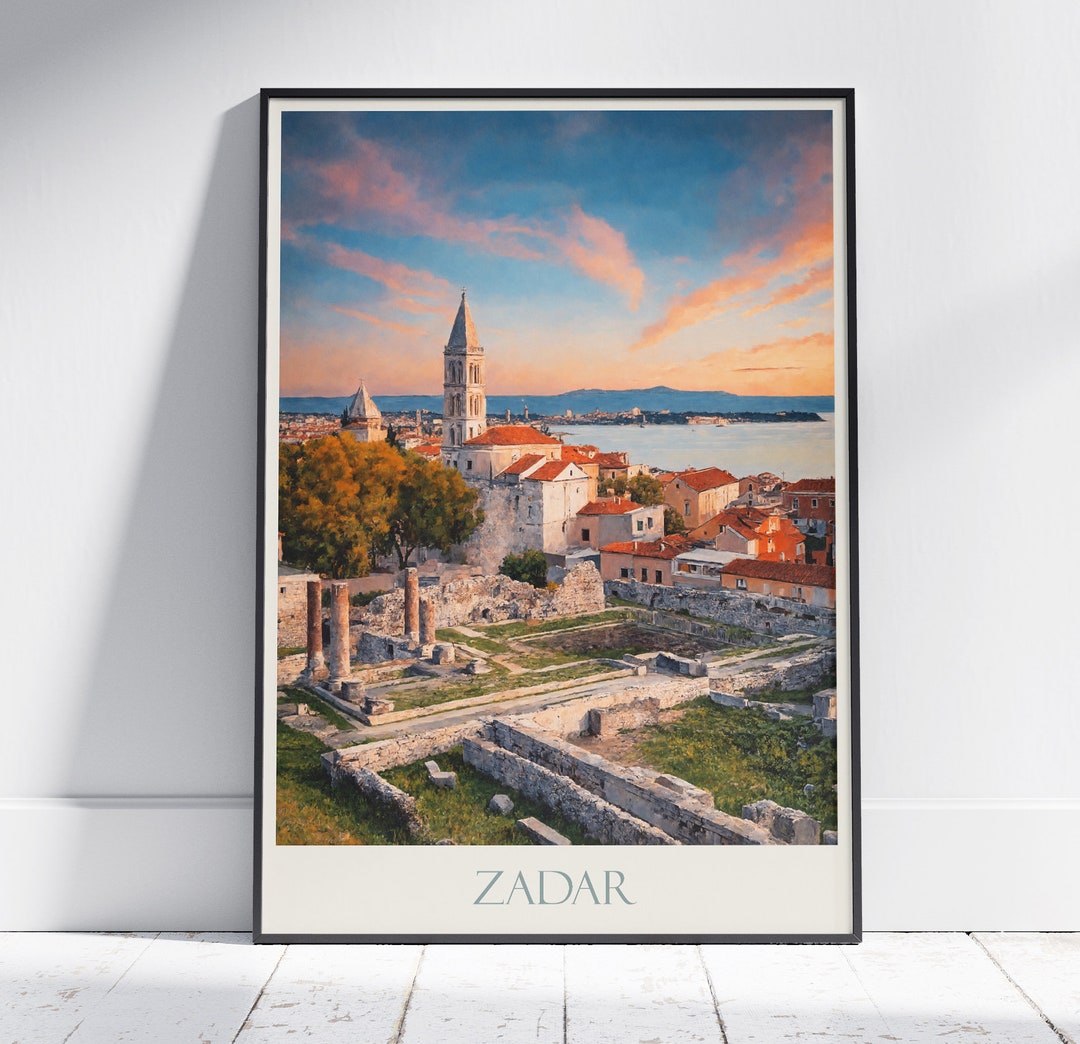 Zadar Travel Print Croatia Travel Poster Painted Wall Art Print & Home ...