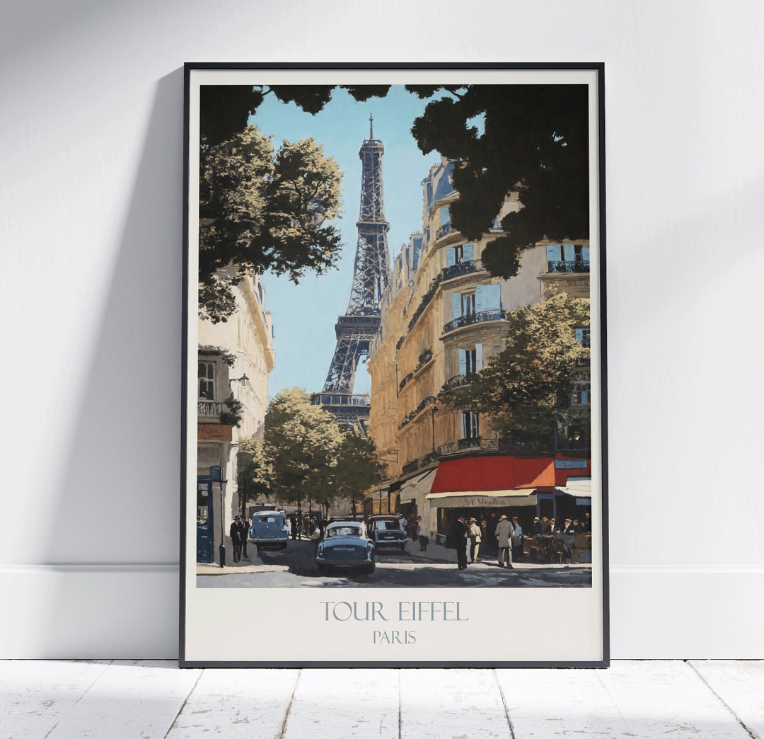 Paris Travel Print, Eiffel Tower Cafe Personalized France Travel Poster ...
