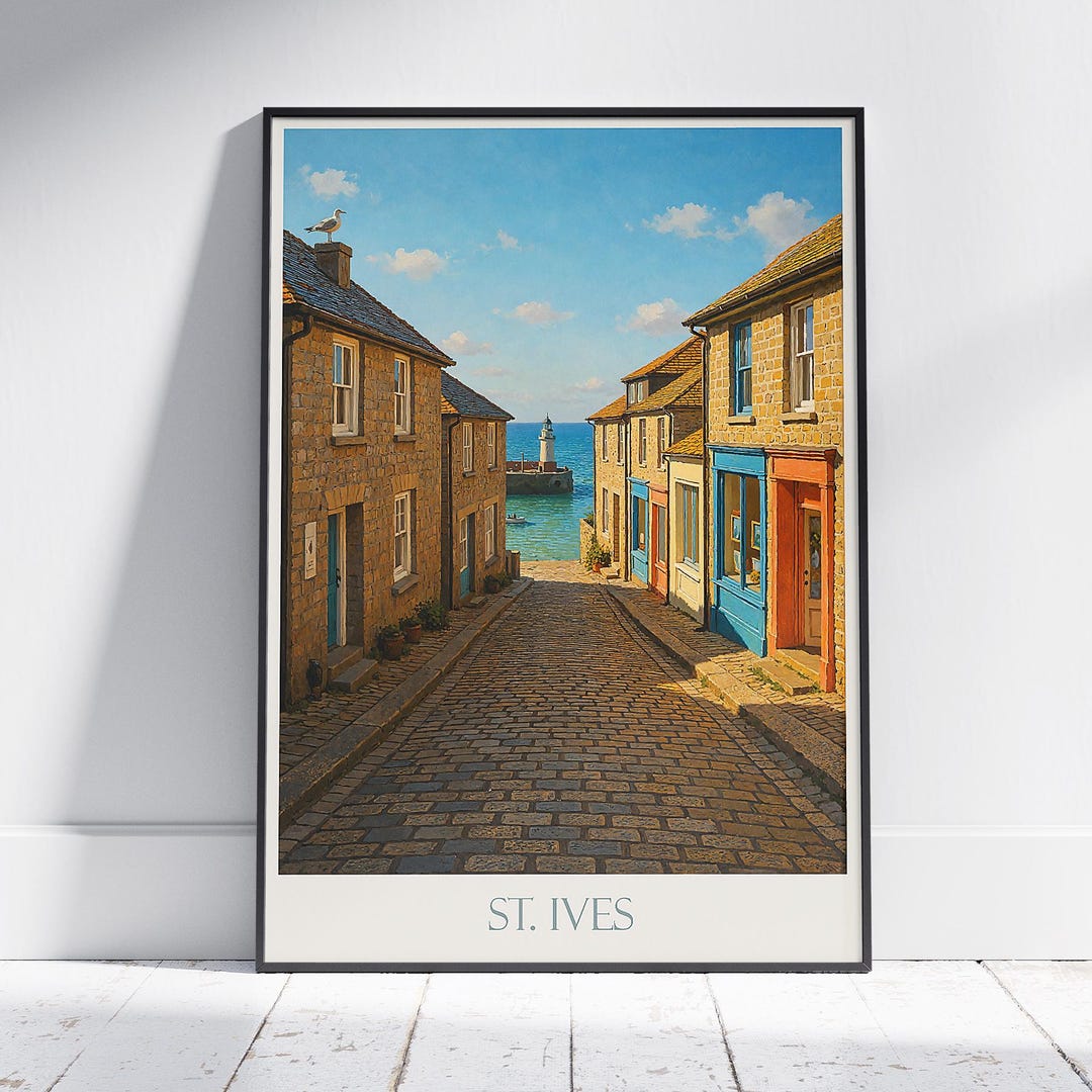 St. Ives Harbor Art Print: Quaint Cornwall Coastal Scene - Etsy