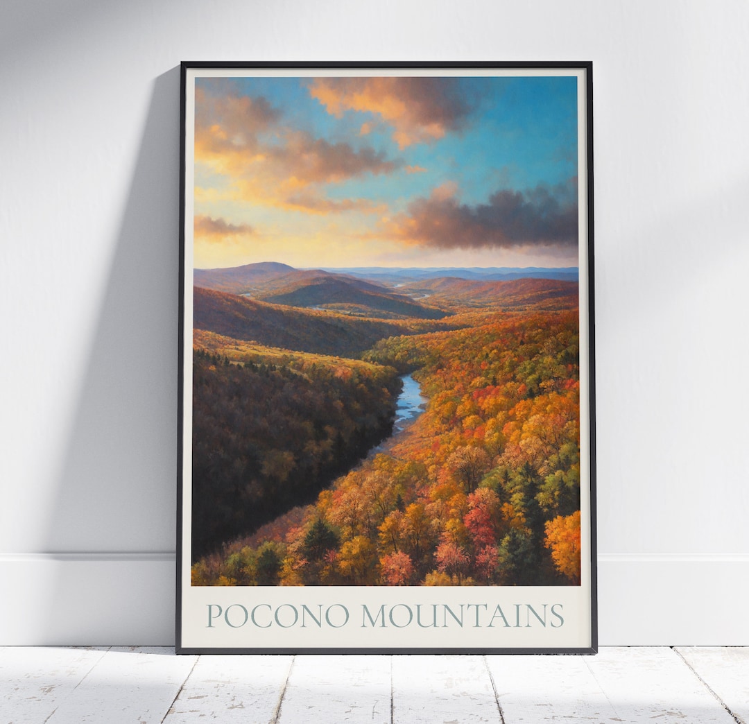Pocono Mountains Travel Print Pennsylvania Travel Poster Wall Art Home ...
