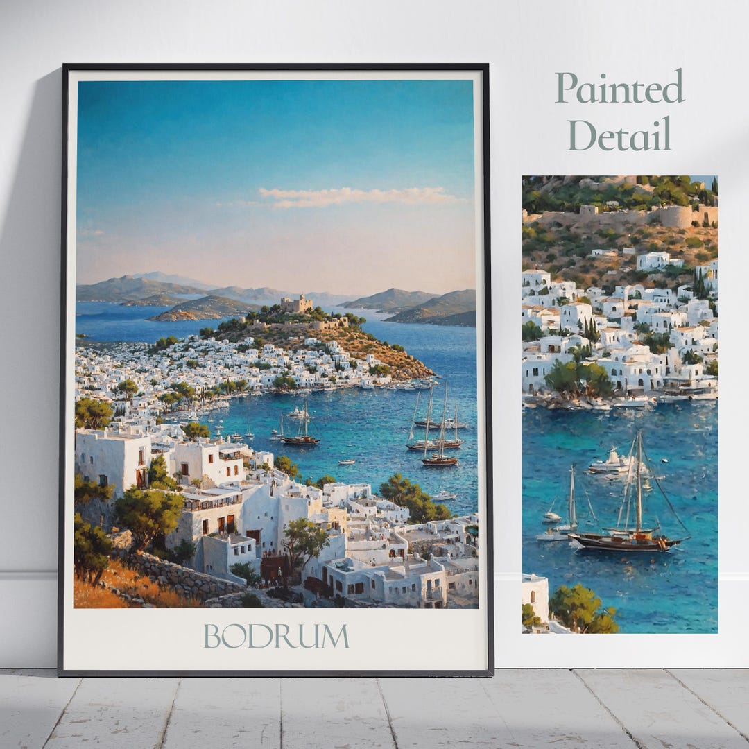 Bodrum Travel Print ~ Turkiye Turkey Travel Poster | Painted Wall Art ...