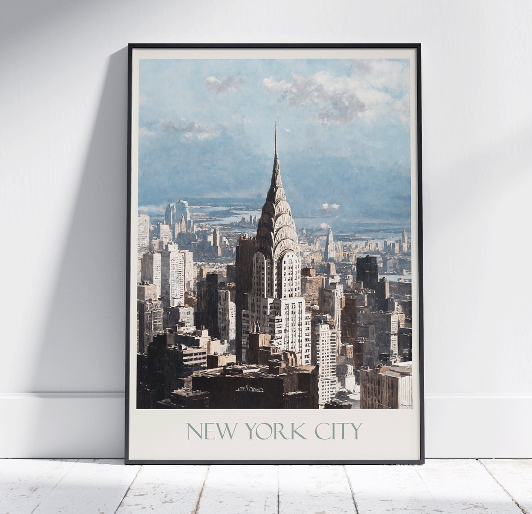 New York City Travel Print, Chrysler Building NYC Classic Travel Poster ...