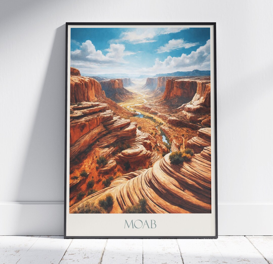 Moab Travel Print Utah Travel Poster Painted Wall Art Print & Home ...