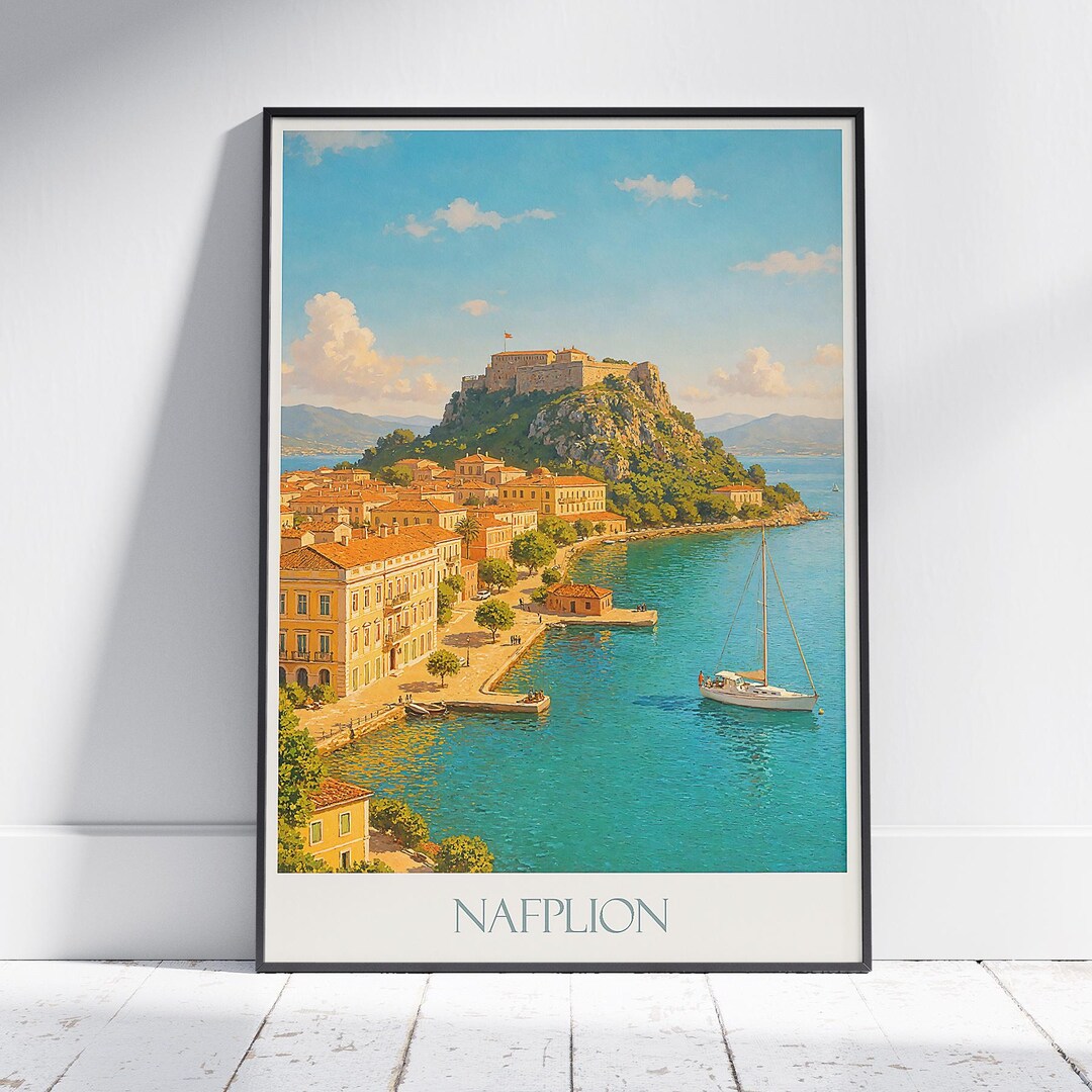 Nafplion Travel Print ~ Nafplio, Greece Travel Poster | Painted Wall ...