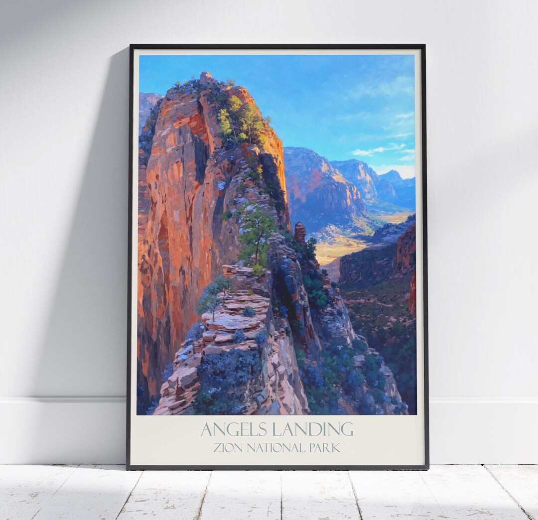 Angels Landing Print: Vintage Zion National Park Travel Poster - Etsy
