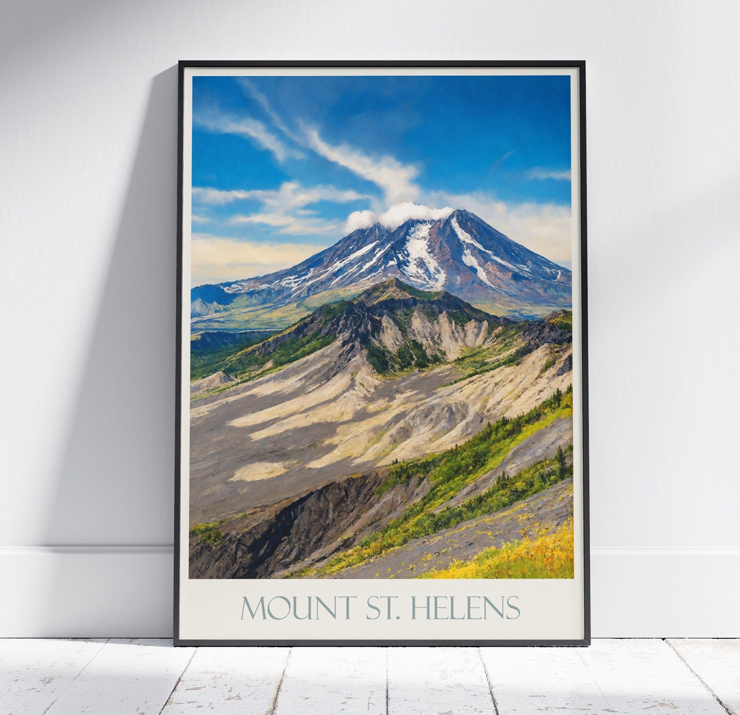 Mount St. Helens Travel Print Washington Travel Poster Painted Wall Art ...