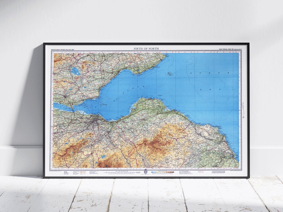 Firth of Forth, Scotland ~ Vintage Map Print Poster Wall Art Decor - Etsy
