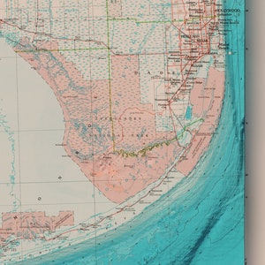 Florida Bathymetric Map Shaded Relief Flat 2D Print ~ Poster Wall Art ...