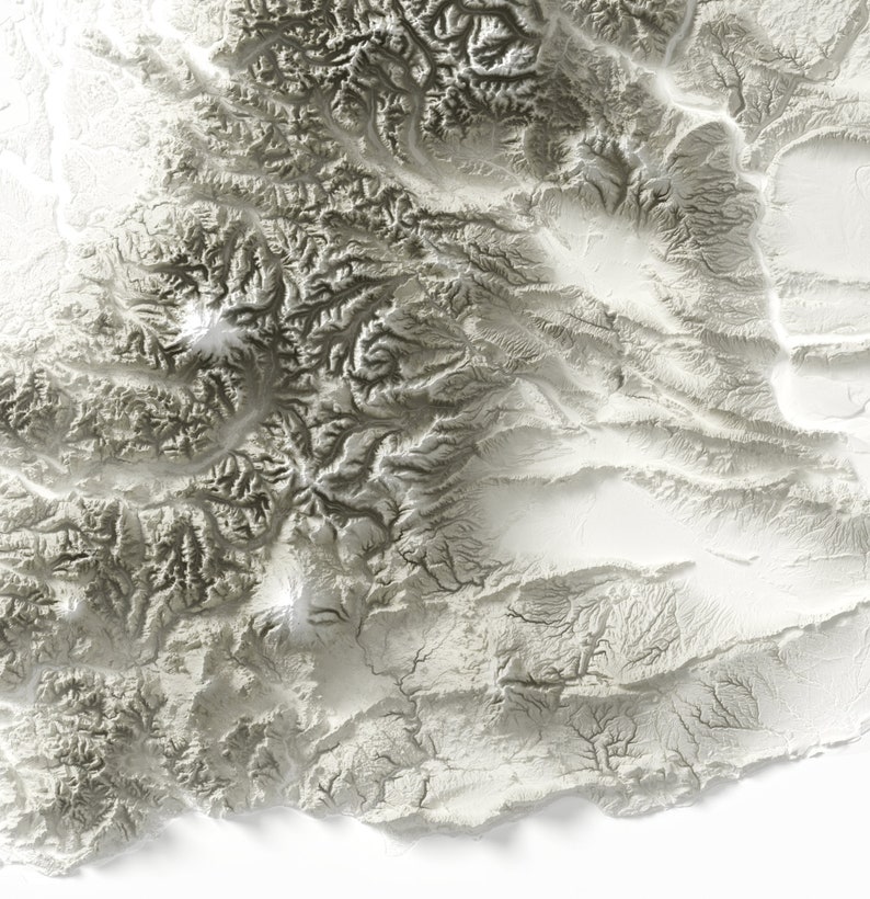 Washington State Map 2D Minimalist Topographic Relief Print - Etsy