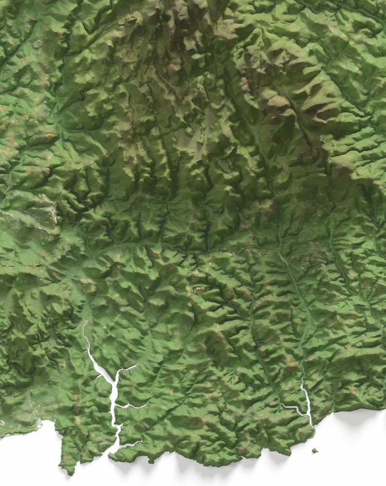 Cornwall 2D Relief Map Print Topographic Shaded Poster - Etsy