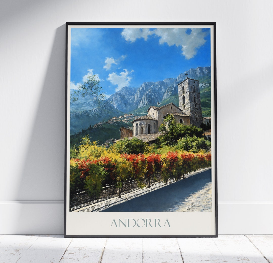 Andorra Travel Print Travel Poster Painted Wall Art Print & Home Decor ...