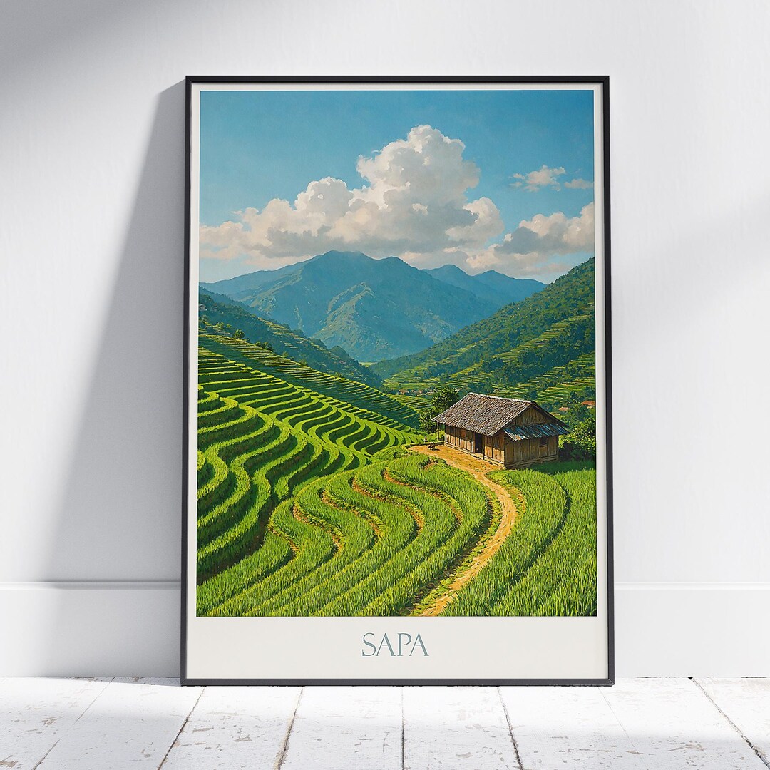 Sapa Vietnam Travel Poster: Lush Rice Terraces Landscape Art - Etsy