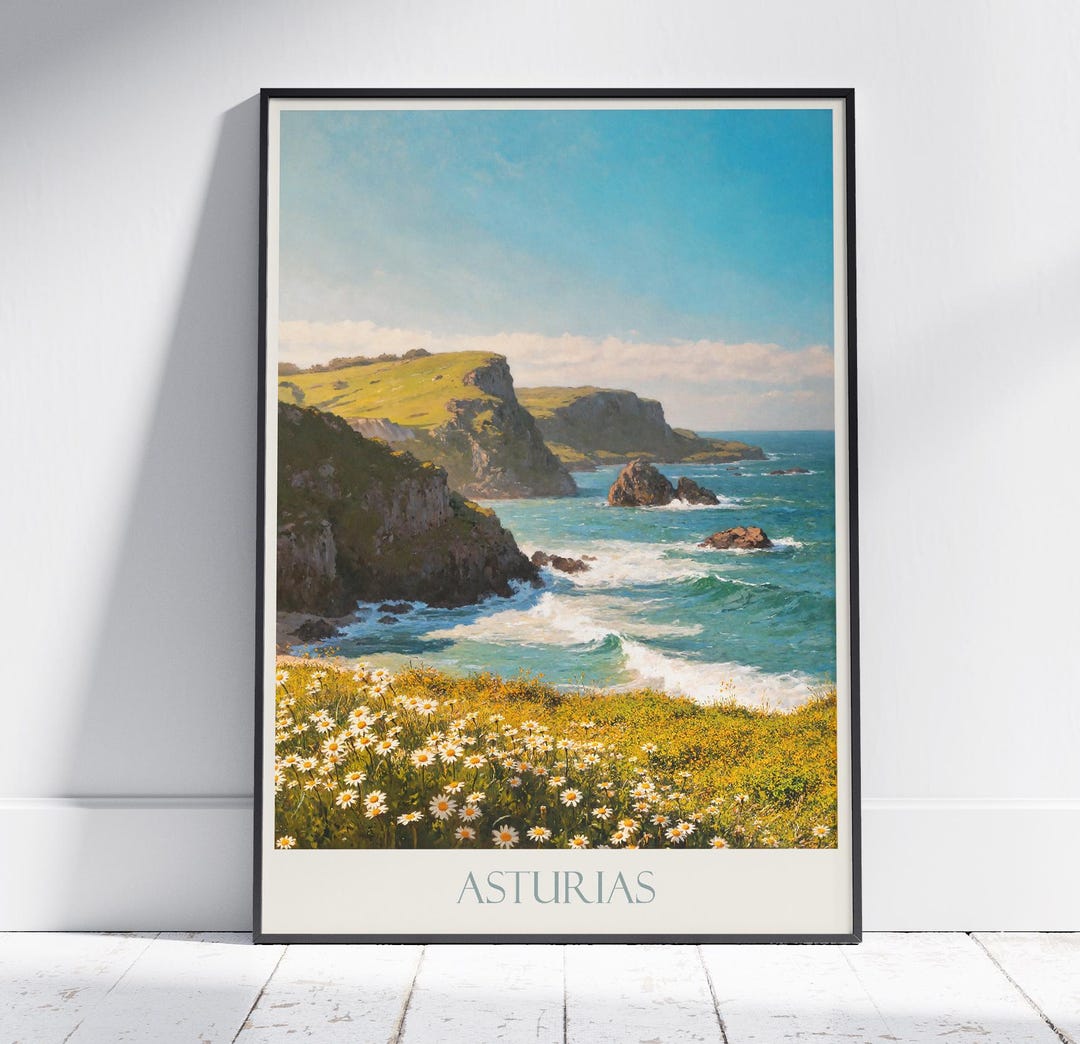 Asturias Travel Print ~ Spain Travel Poster | Painted Wall Art Print ...