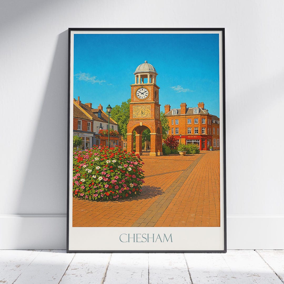 Chesham Clock Tower Print: England Travel Poster, Painted Wall Art - Etsy