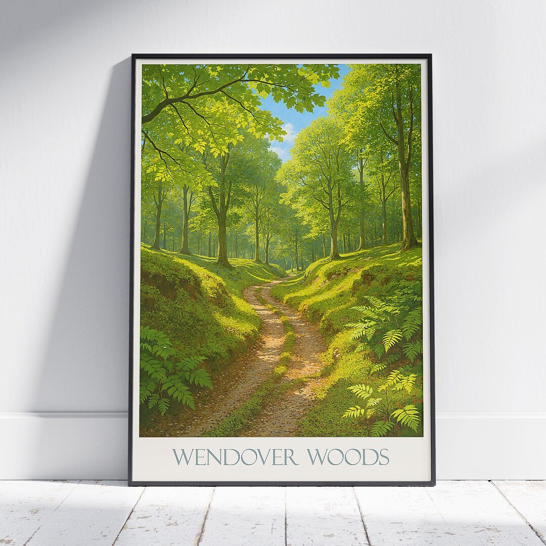 Wendover Woods Poster, Forest Path Art Print | English Nature Landscape ...