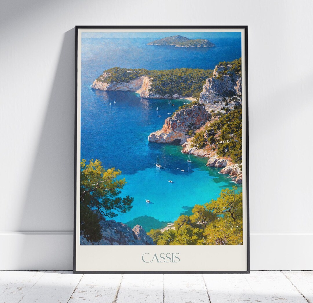 Cassis Travel Print ~ Calanques France Travel Poster | Painted Wall Art ...