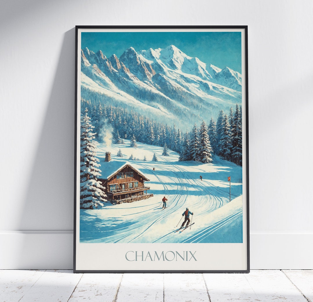 Chamonix Travel Print Ski France Travel Poster Wall Art Home Decor Gift ...