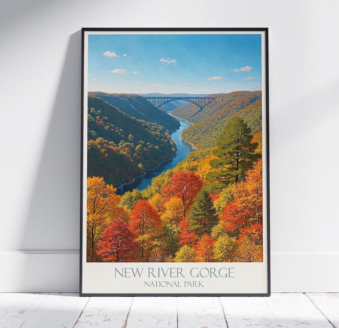 New River Gorge National Park Poster | West Virginia Travel Print ...