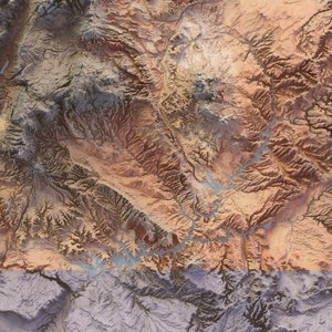 Utah 2D Topographic Map Print Shaded Relief US State Poster Wall Art ...