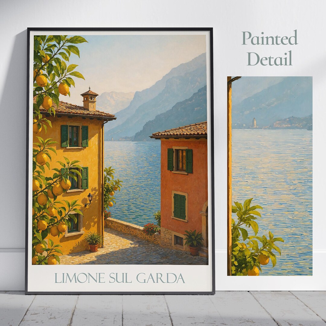 Limone Sul Garda Travel Poster | Lake Garda Italy Art Print | Painted ...
