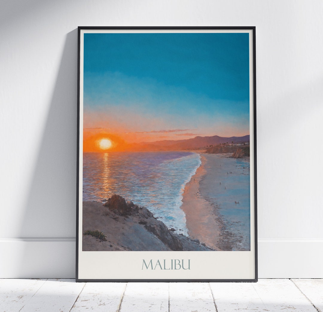 Malibu Travel Print California Travel Poster Painted Wall Art Print ...