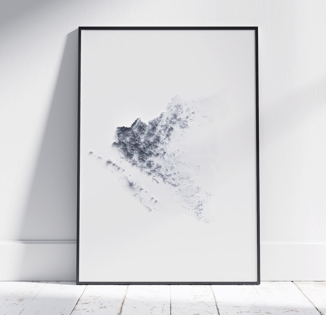 Mapa de Nicaragua Impresión de relieve topográfico minimalista 2D plano ...