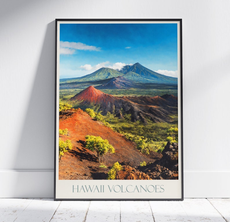 Hawaii Volcanoes National Park Travel Print, Hawaii Travel Poster Wall Art Home Decor Gift ...