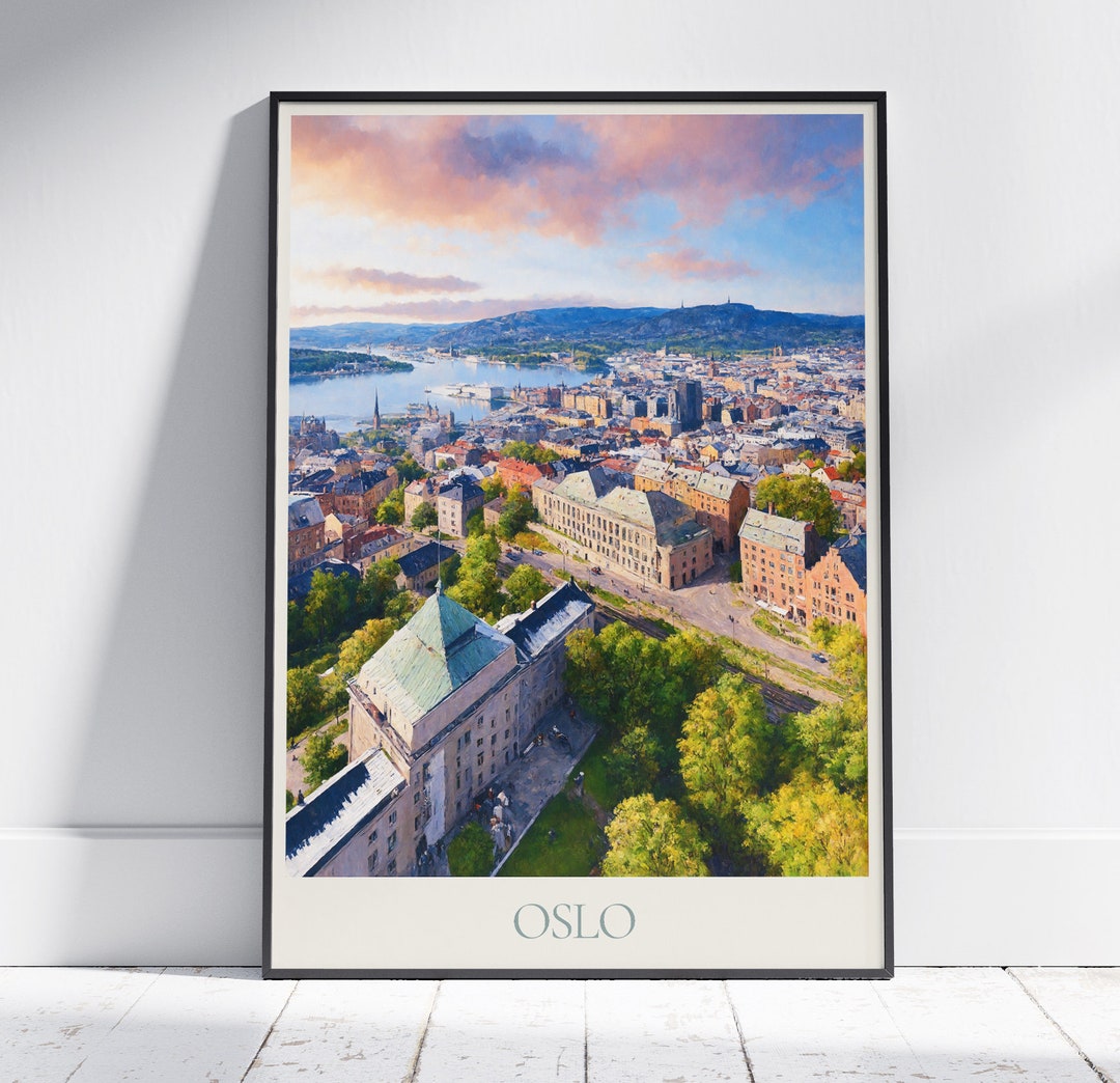 Oslo Travel Print Norway Travel Poster Painted Wall Art Print & Home ...