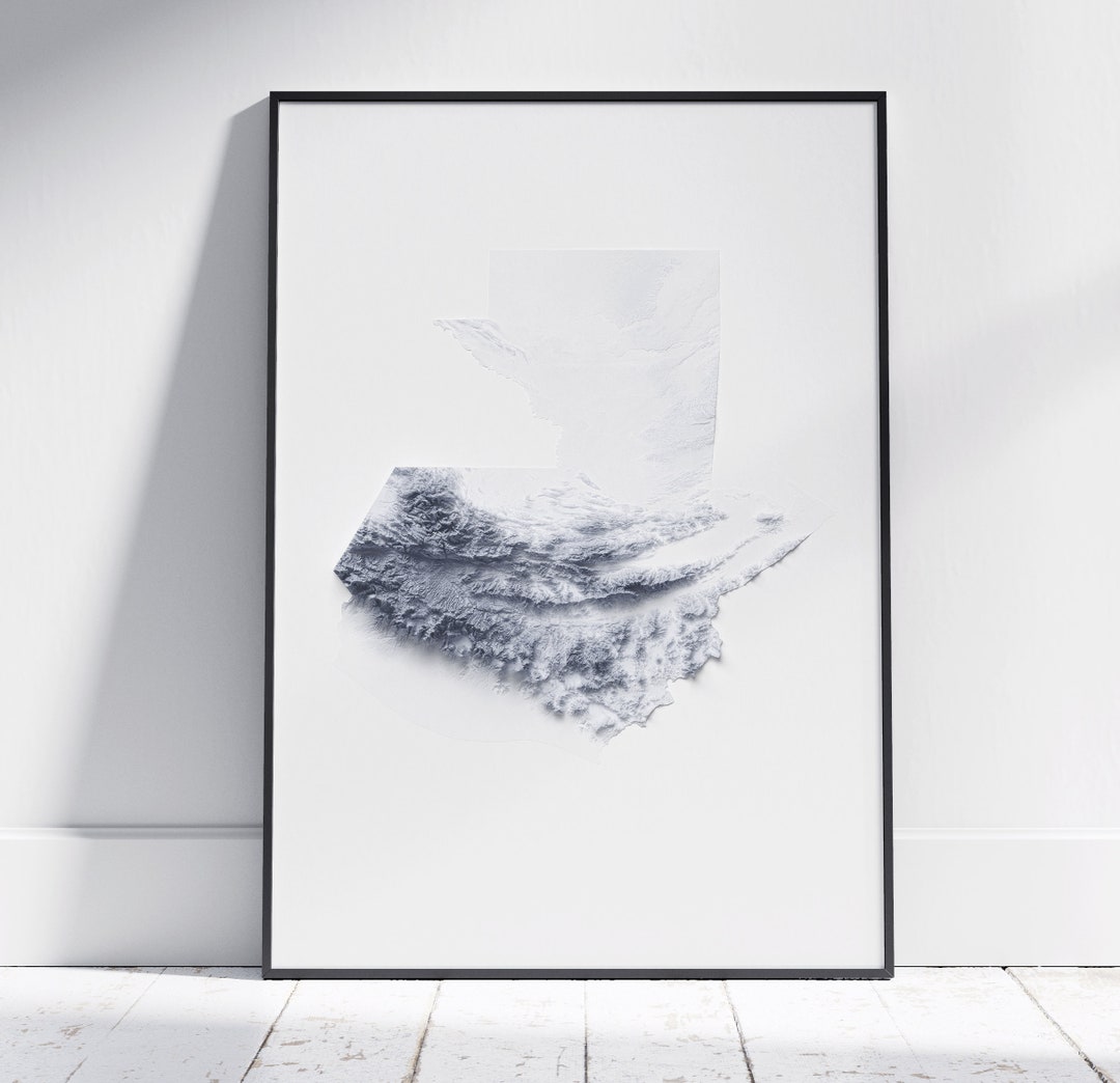 Mapa de Guatemala Impresión de relieve topográfico minimalista 2D plano ...