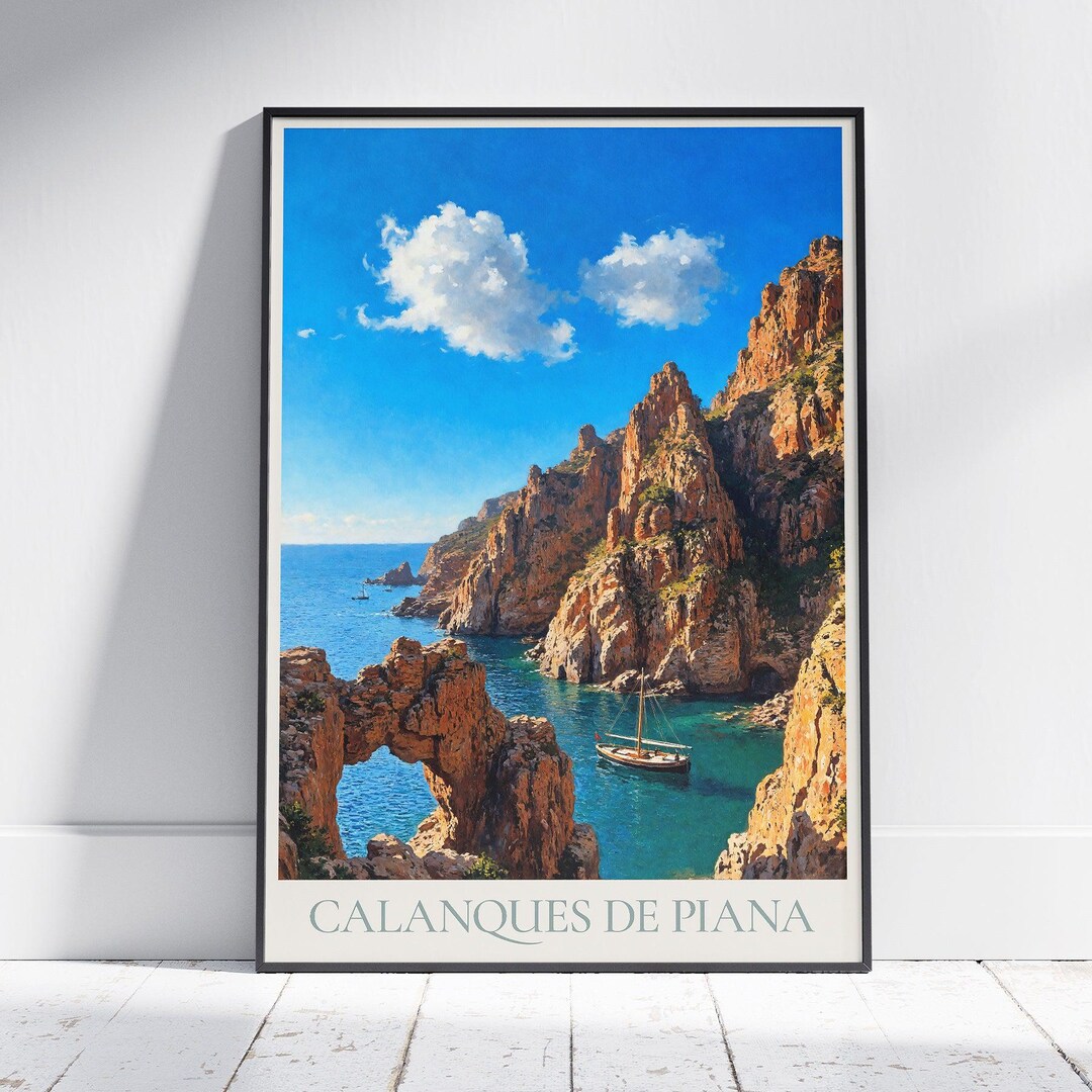 Corsica France Travel Poster: Calanques De Piana Coastal Painted Art ...