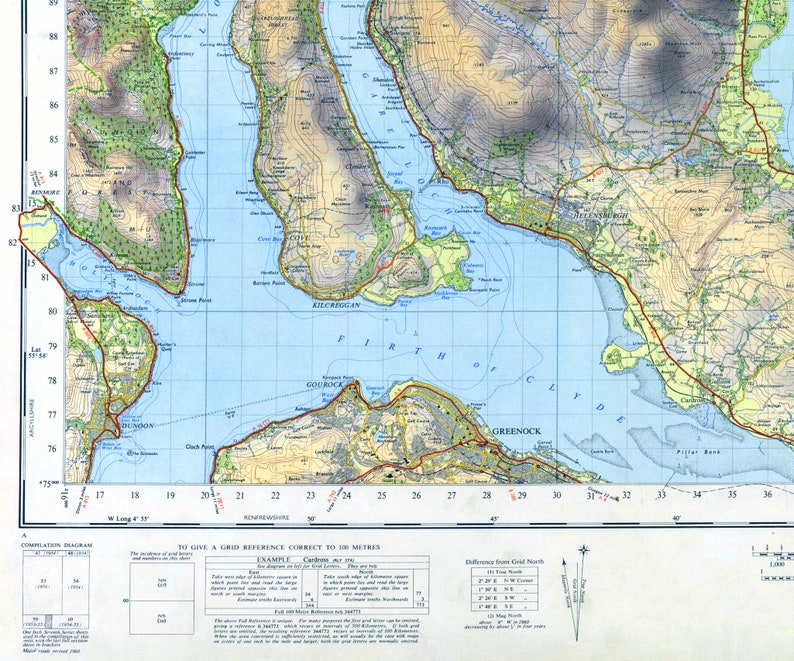 Loch Lomond & the Trossachs Vintage Map Print Poster Wall - Etsy