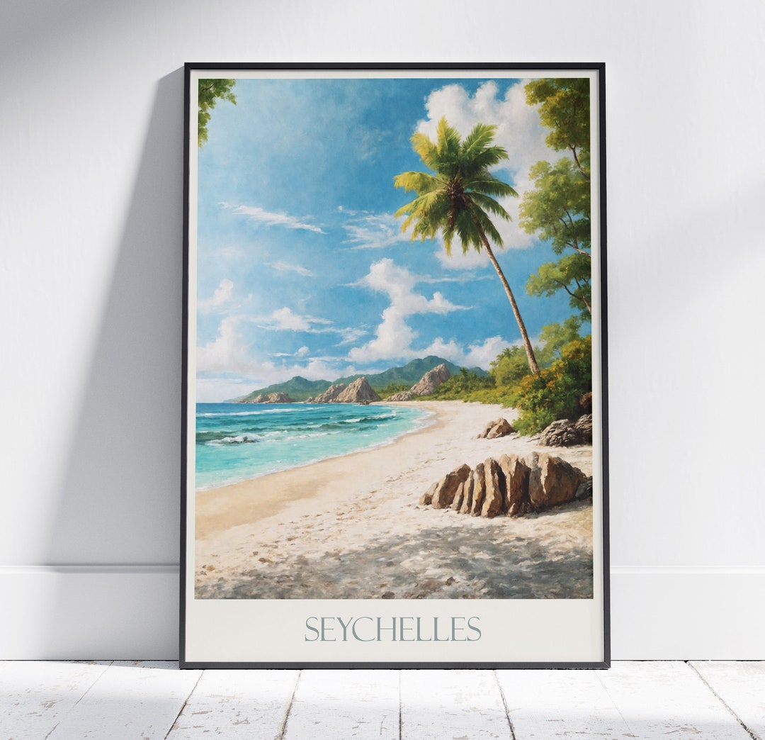 Seychelles Travel Print Travel Poster Painted Wall Art Print & Home ...