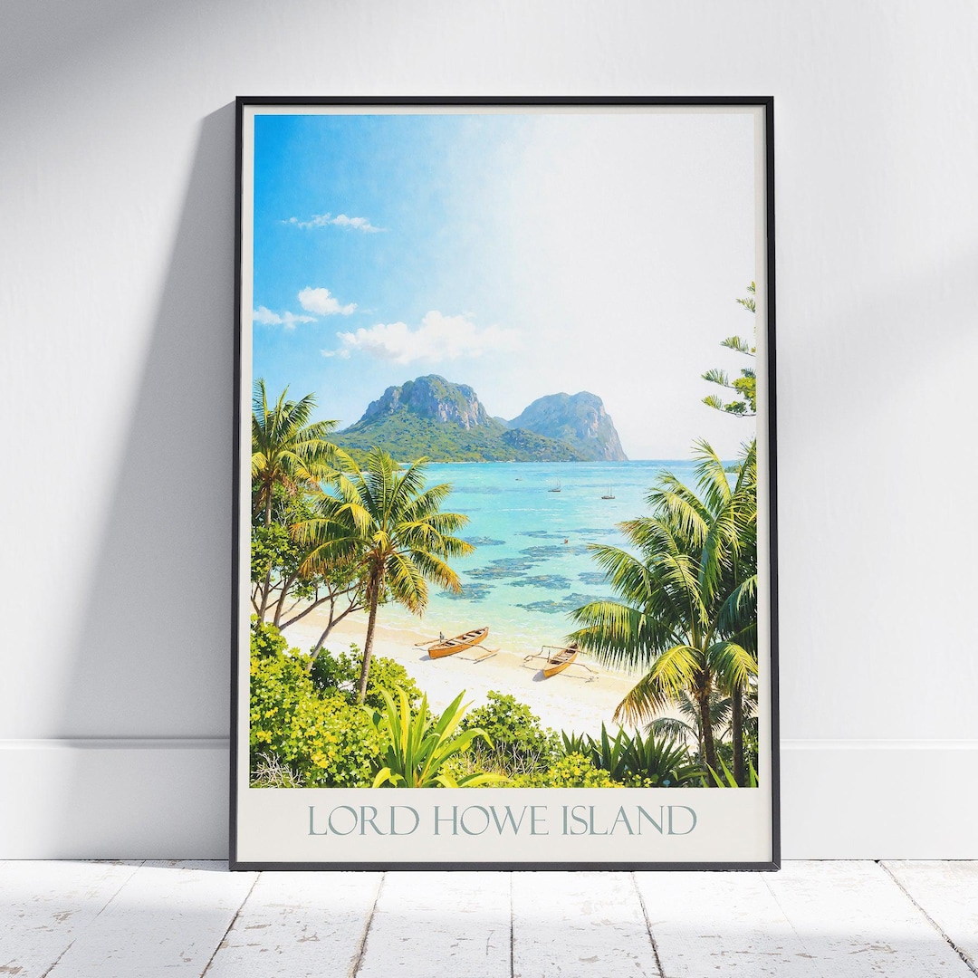 Lord Howe Island Australia Travel Poster: Mount Gower & Lagoon Painted ...