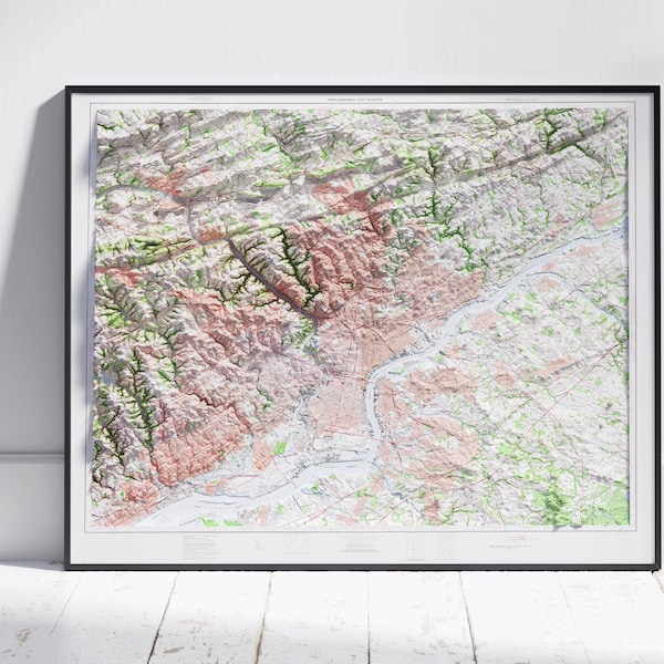 Philadelphia Map Relief - Etsy