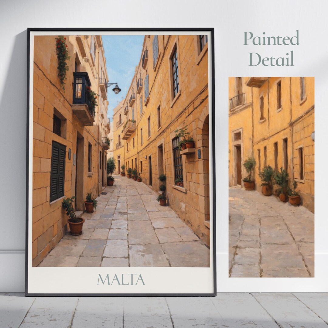 Malta Travel Poster: Vintage Mediterranean Street Art Print - Etsy