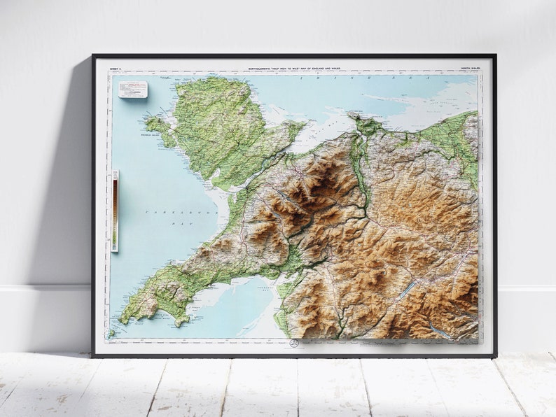 North Wales & Snowdonia Flat 2D Shaded Topographic Map Art Print - Etsy UK